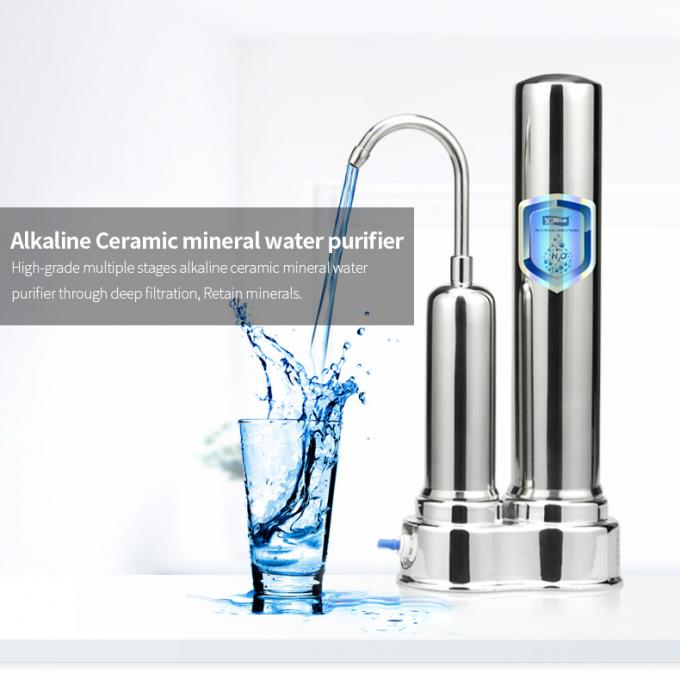 Table Top Alkaline Ceramic Water Filter , 2 Stage Household Water Purifier